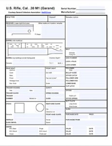 M1 Garand Data Sheets | Garand Collectors Association